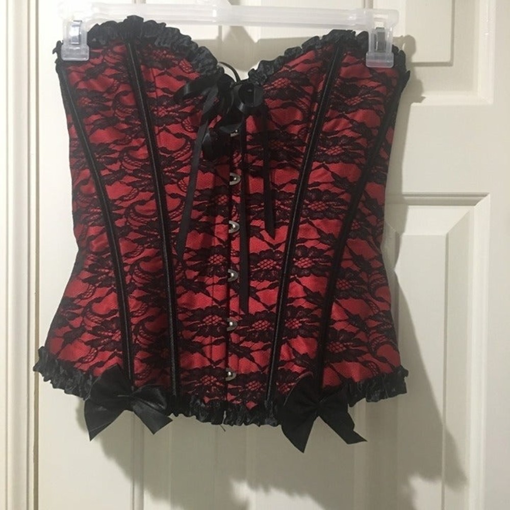Steampunk Victorian Burlesque Lace Up Corset Top Blac… - Gem